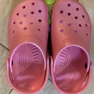 CROCS | Shoes | Crocs Kids Classic Pink Tweed Glitter Clog | Poshmark